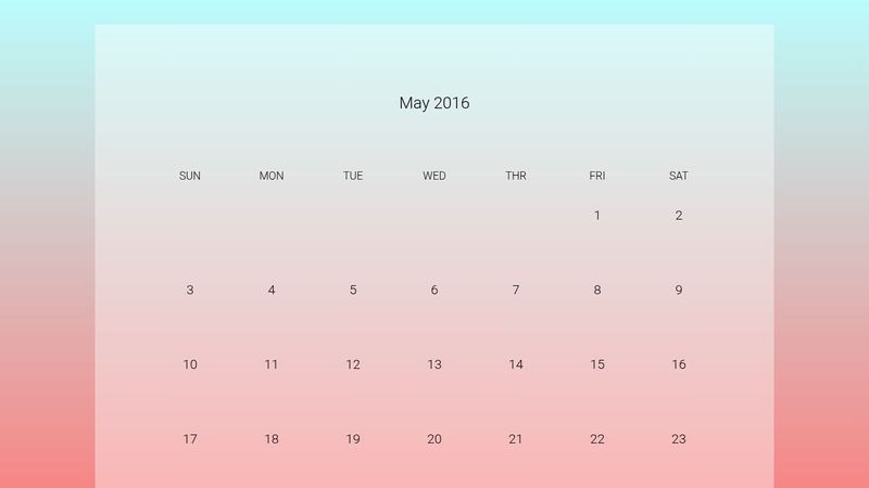 Full-screen CSS calendar with flexbox