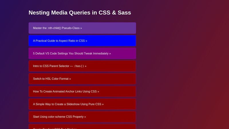 Nesting Media Queries in CSS & Sass
