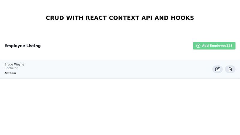 React Hooks: Employee CRUD using React Context and Tailwind CSS