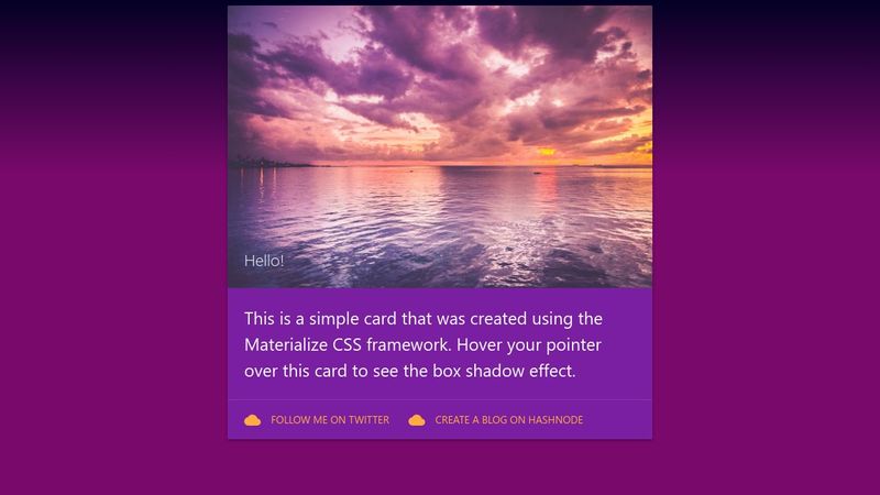 Hoverable Card Using Materialize CSS