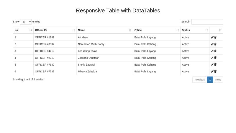 Responsive Table with DataTables