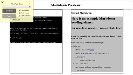 Front End Development Libraries Projects Build A Markdown Previewer Javascript The
