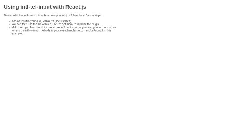 intl-tel-input in React component