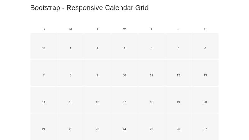 Bootstrap - Responsive Calendar Grid