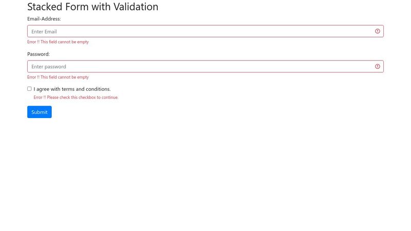 Stacked Form with Validation