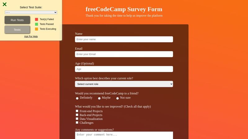 Survey Form - FreeCodeCamp Project