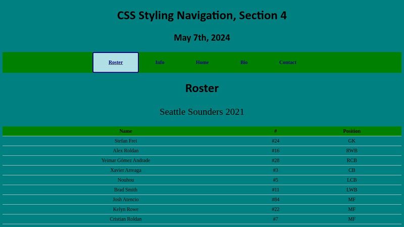 CSS Styling Navigation, Section 4