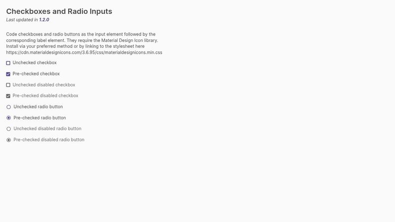 Checkboxes and Radio Inputs