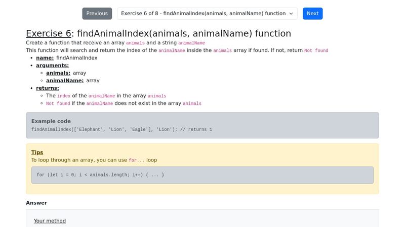 Week 20 - Basic function exercises 2 - Array