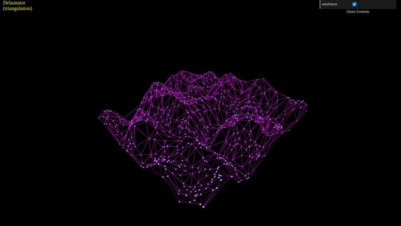 Three.js + delaunator (Delaunay triangulation)