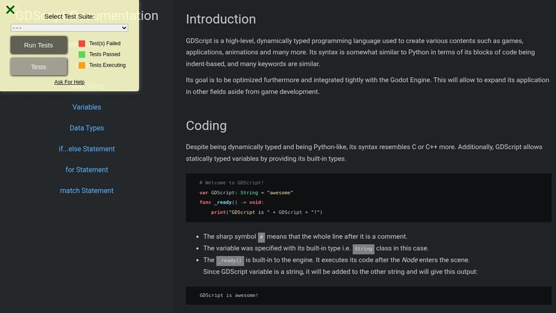 GDScript Technical Documentation Page