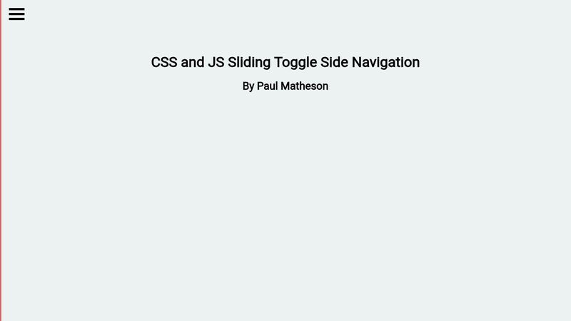 CSS & JS Toggle Sidebar Nav