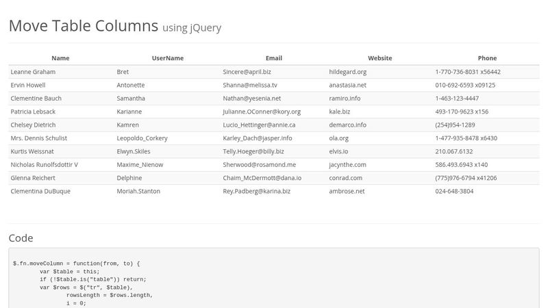 HTML Table - column ordering
