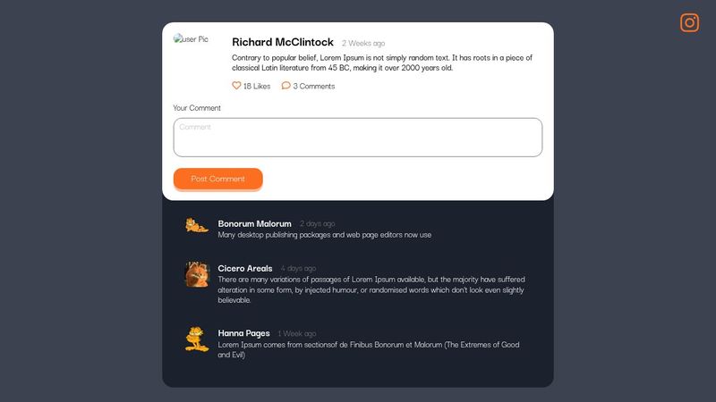 ReactJs Comment Block