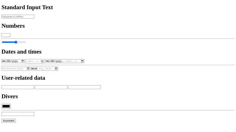 HTML5 input playground
