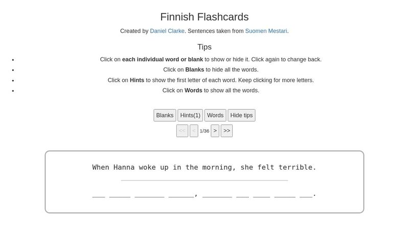 Finnish Flashcards with Vue.js