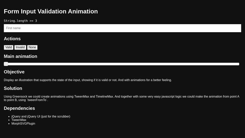 Form Input Validation Animation
