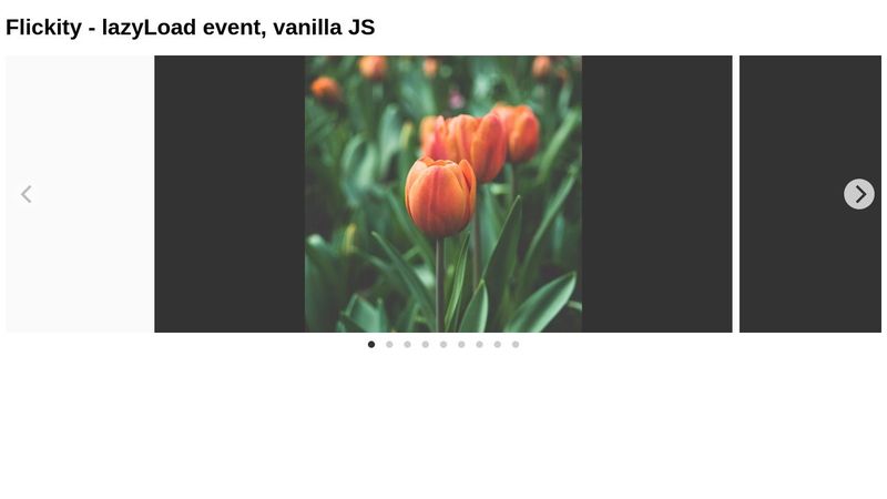 Flickity - lazyLoad event, vanilla JS