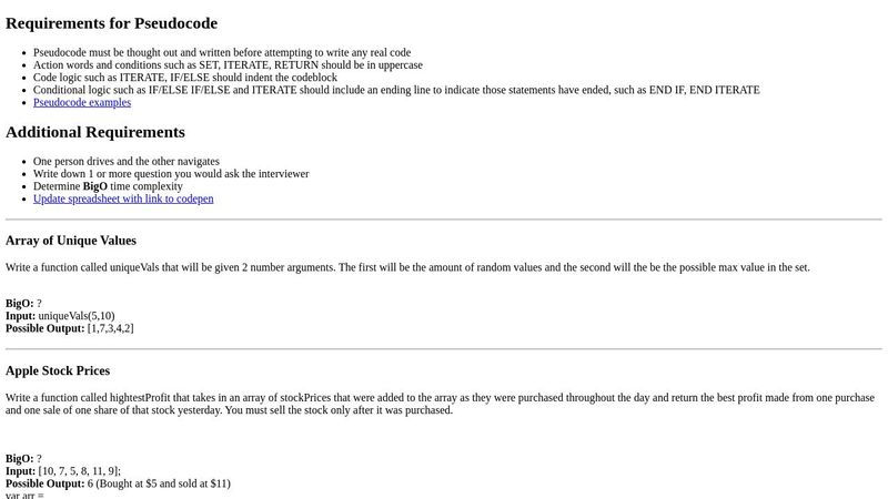 Algo Practice - 7 & Solo Programming - Starter