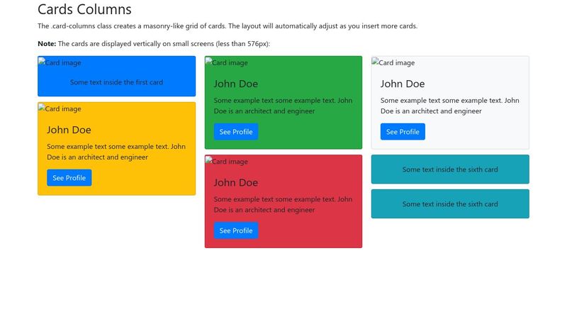 Bootstrap 4 Cards Masonry