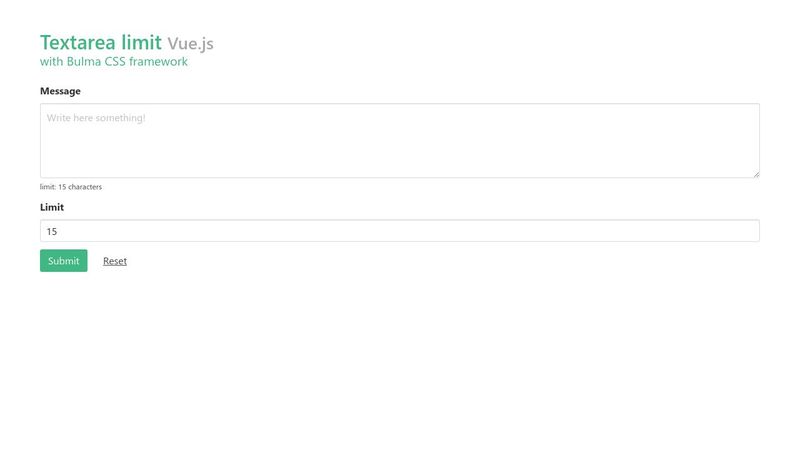 Textarea Limit Vue js textarea-limit-vue-js