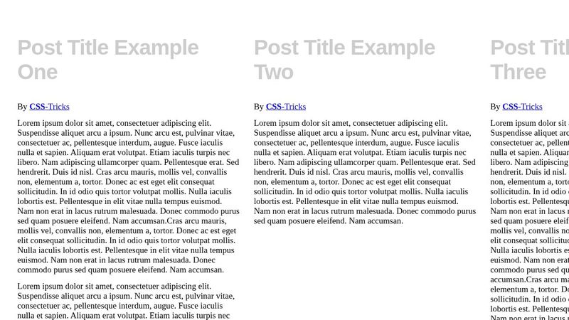 Posts in a Horizontal Row by Table Wrapping