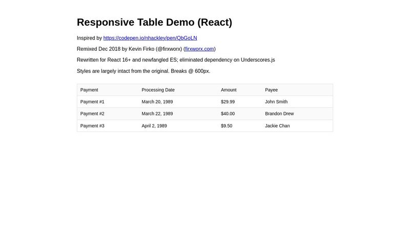 Responsive Table (React)