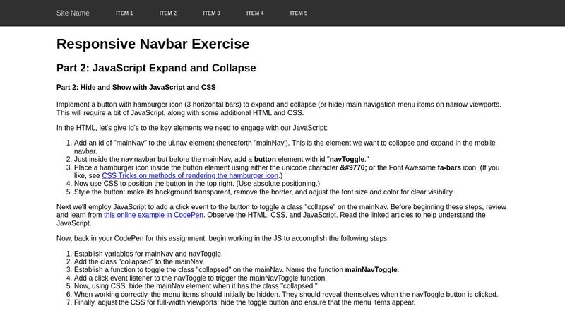 Responsive Navbar Exercise Part 2