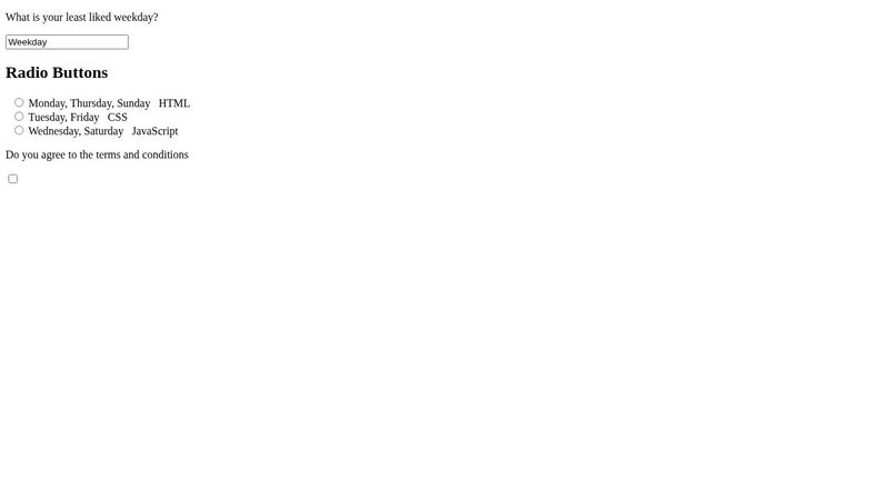 Activity 10 - Form Radio Buttons