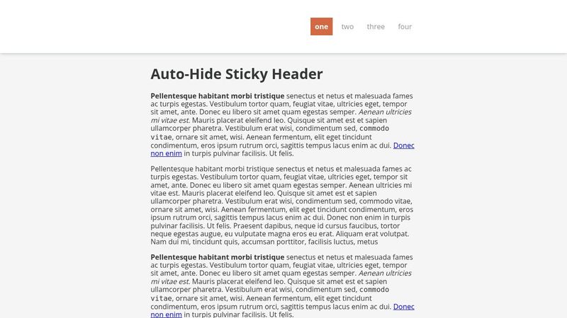 Auto hide sticky header