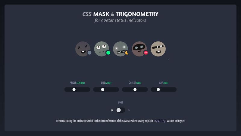 Avatar Indicators, using CSS Mask / Trig