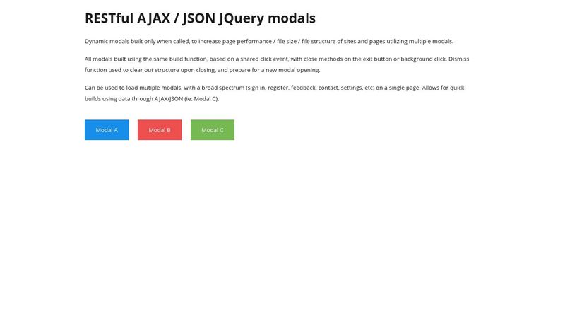 RESTful AJAX / JSON JQuery modals