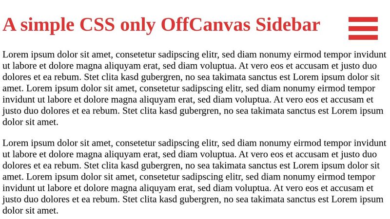 CSS Only OffCanvas Sidebar