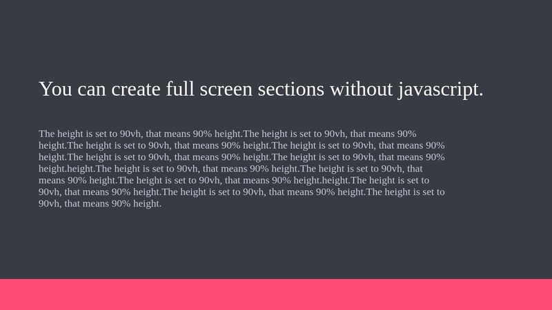 Full screen sections with CSS - Test