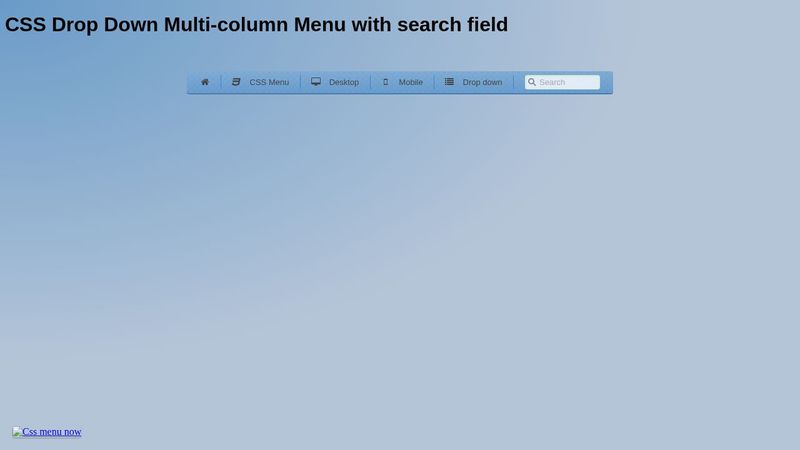 CSS Drop Down Multi-column Menu with Search Field