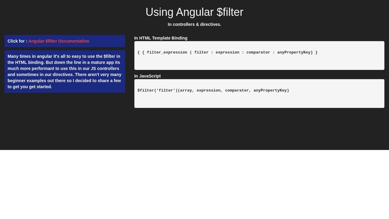 Using Angular $filter