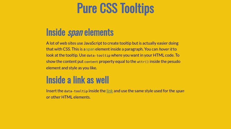 Pure CSS Tooltips