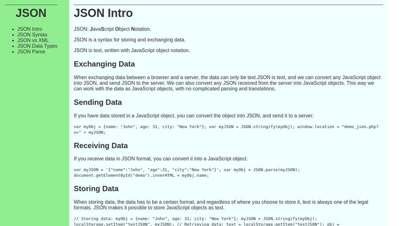 JSON Documentation