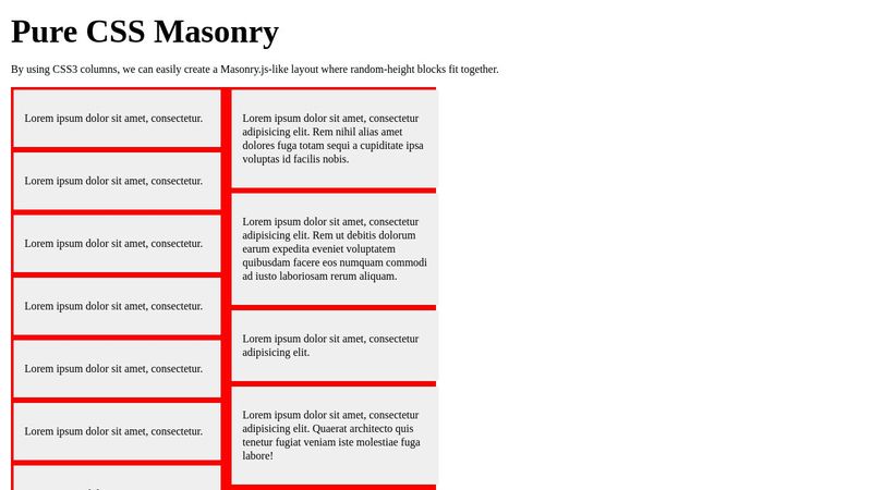Pure CSS Masonry Layout