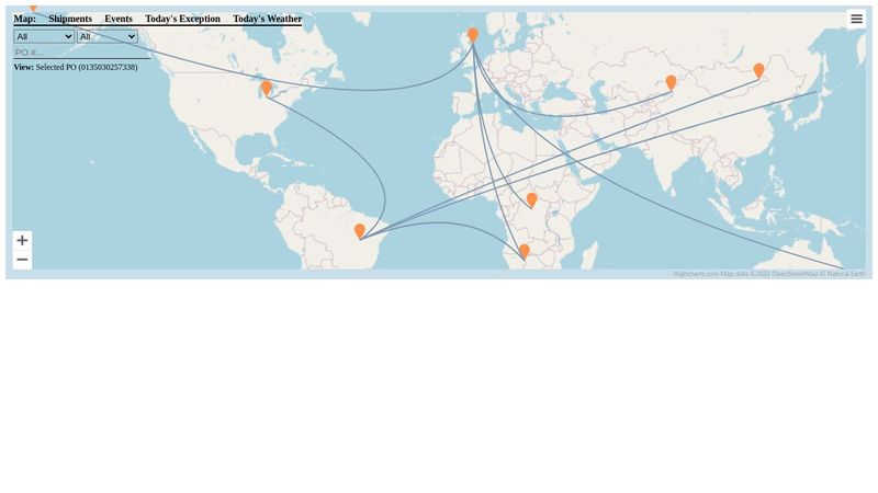 HighChart Map line and pin