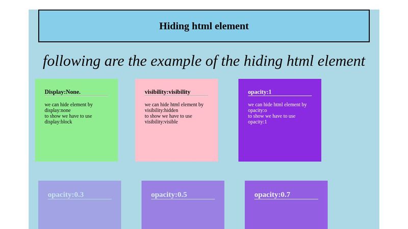 hiding element