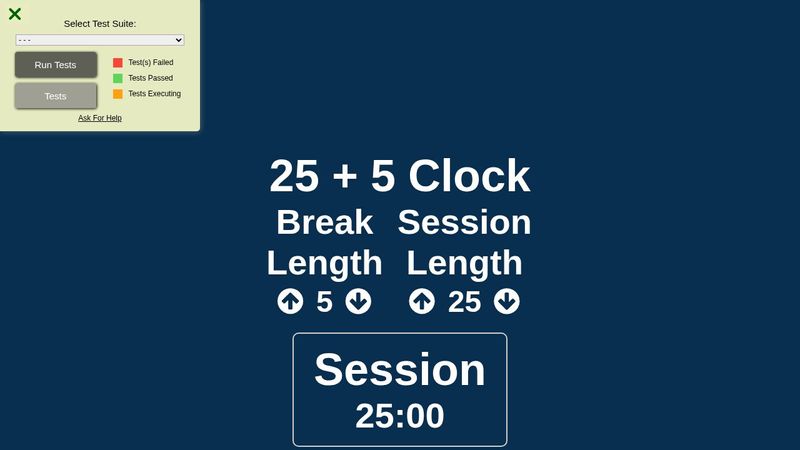 freeCodeCamp | 25 + 5 Clock