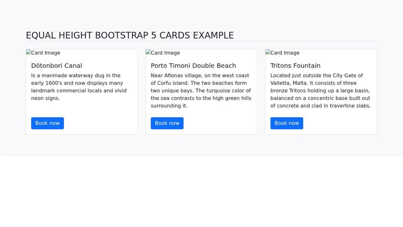 Bootstrap 5 Cards Same/Equal Height Tutorial & Demo