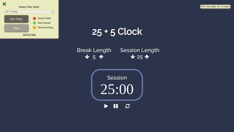 freeCodeCamp - Front End Libraries Projects: Build a 25 + 5 Clock