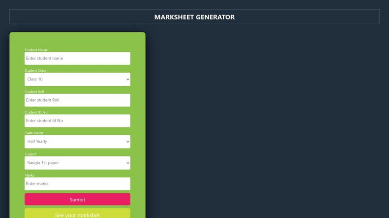 Marksheet generator BD