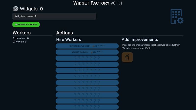 Widget Factory (Minimalist Incremental Game)