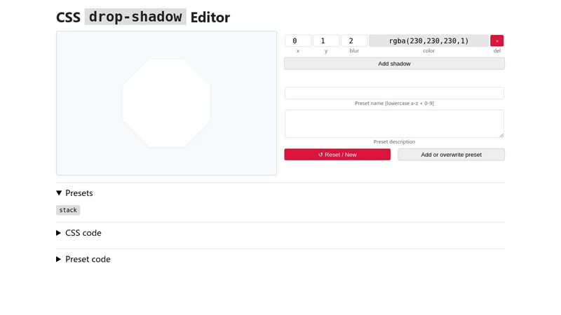 CSS drop-shadow Editor