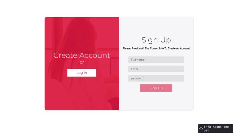 Double slider Sign in/up Form - Desktop Only