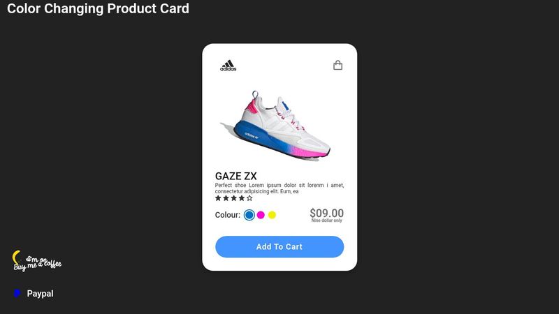 Color Changing Product Card using HTML CSS and JavaScript