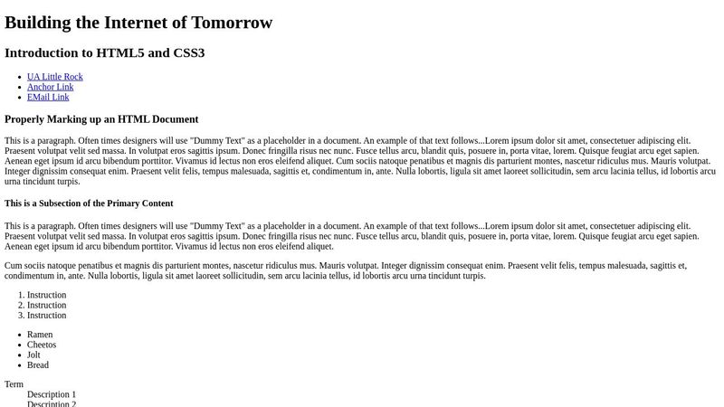 Building the Internet of Tomorrow: Introduction to HTML5 and CSS3 - Spring 2024 CSS